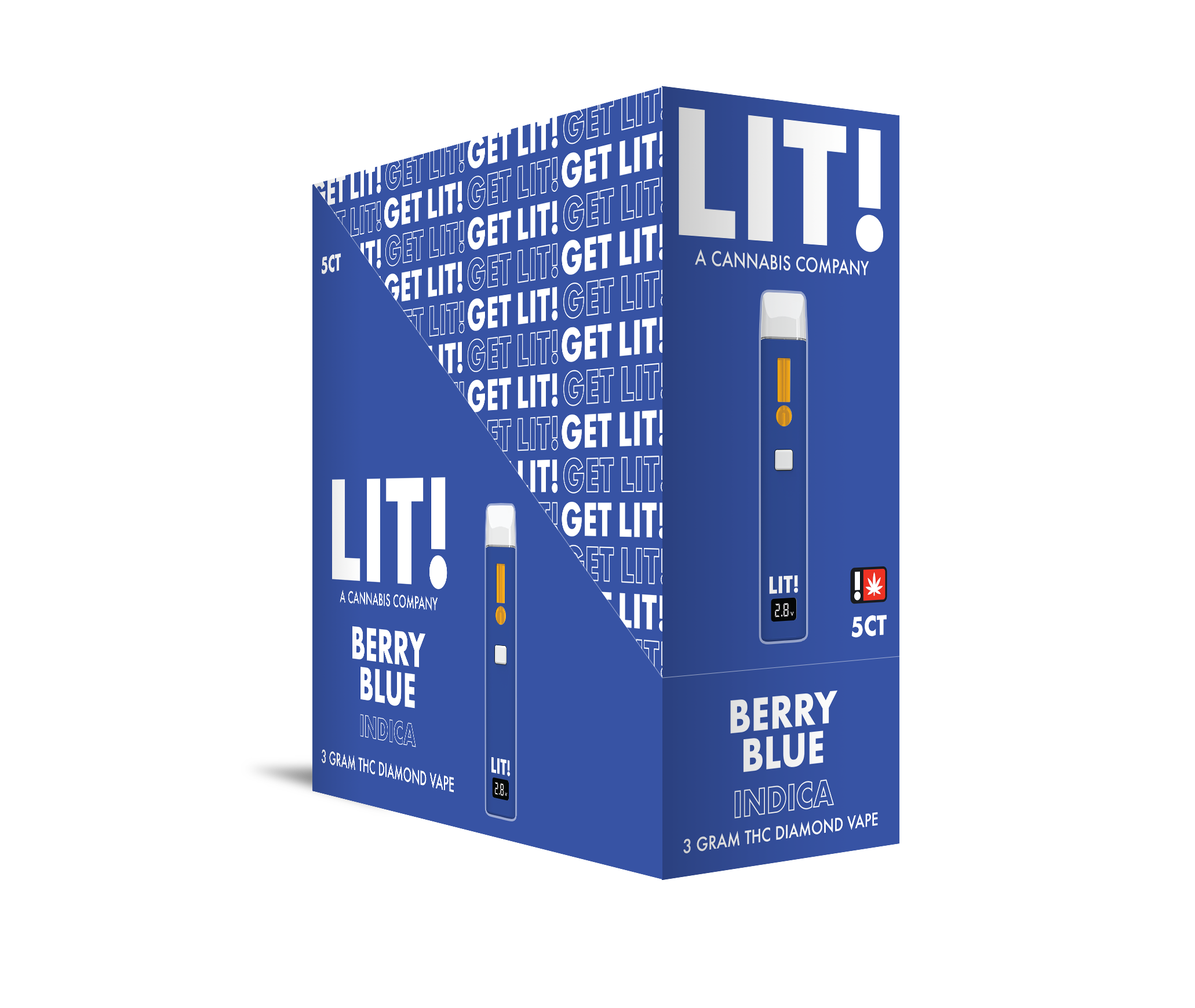 LIT! THC DIAMOND DISPOSABLE VAPE PEN, 3G BERRY BLUE INDICA – A8 3PL